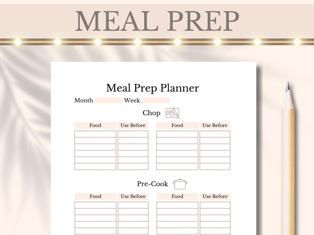 Meal Prep Planner Printable Food Journal Diet Log Instant Digital ...
