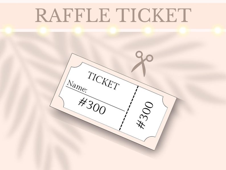 Numbered Raffle Ticket Printable Tombola Entry Ticket Draw Slip Enter ...