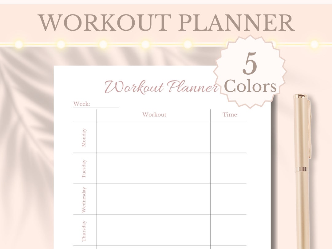 Weekly Workout Planner Printable Worksheet, Pink Weight Loss Tracker ...