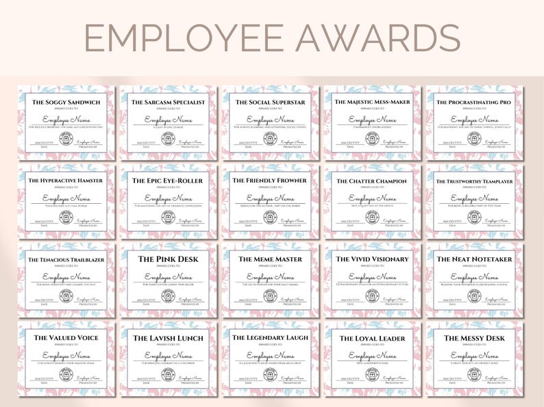 Funny Employee Award Certificate Template Printable EDITABLE Fun ...