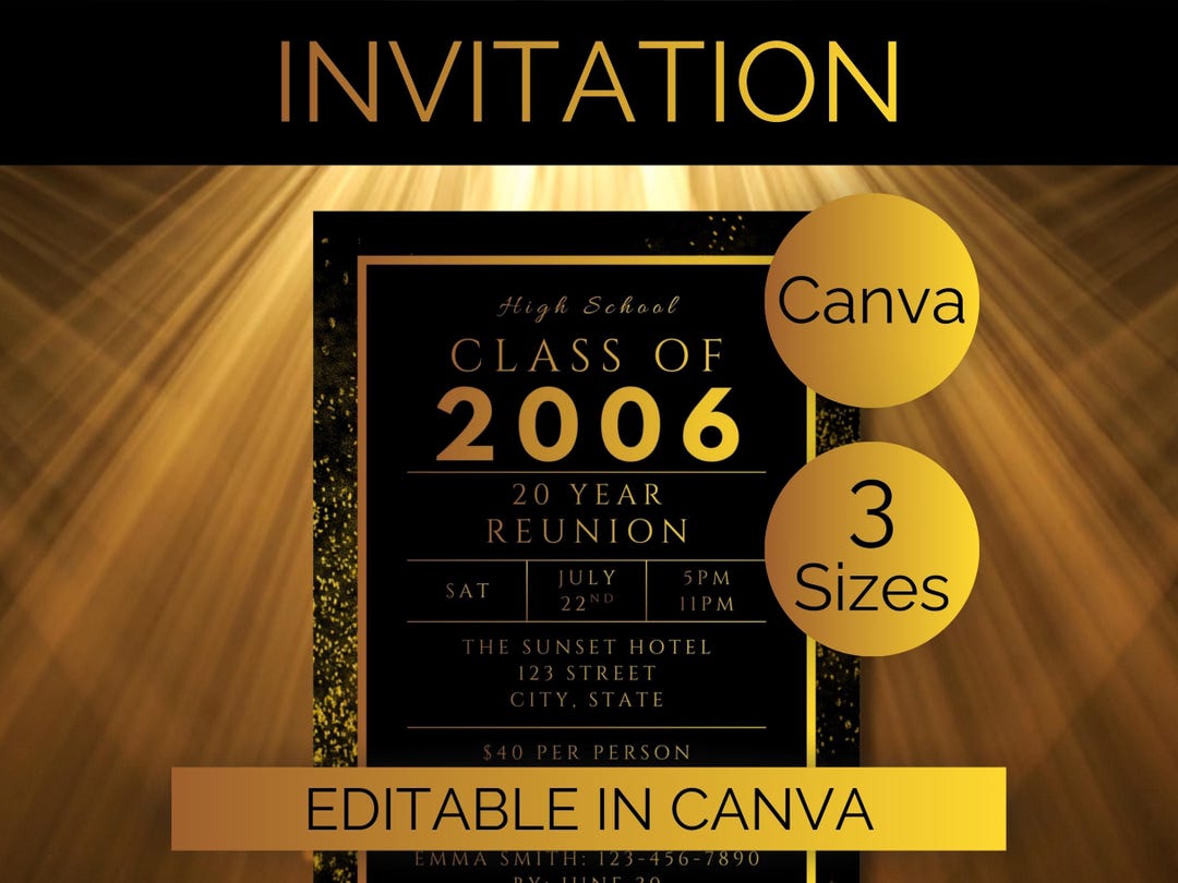 EDITABLE High School Reunion Invitation Template College Reunion ...