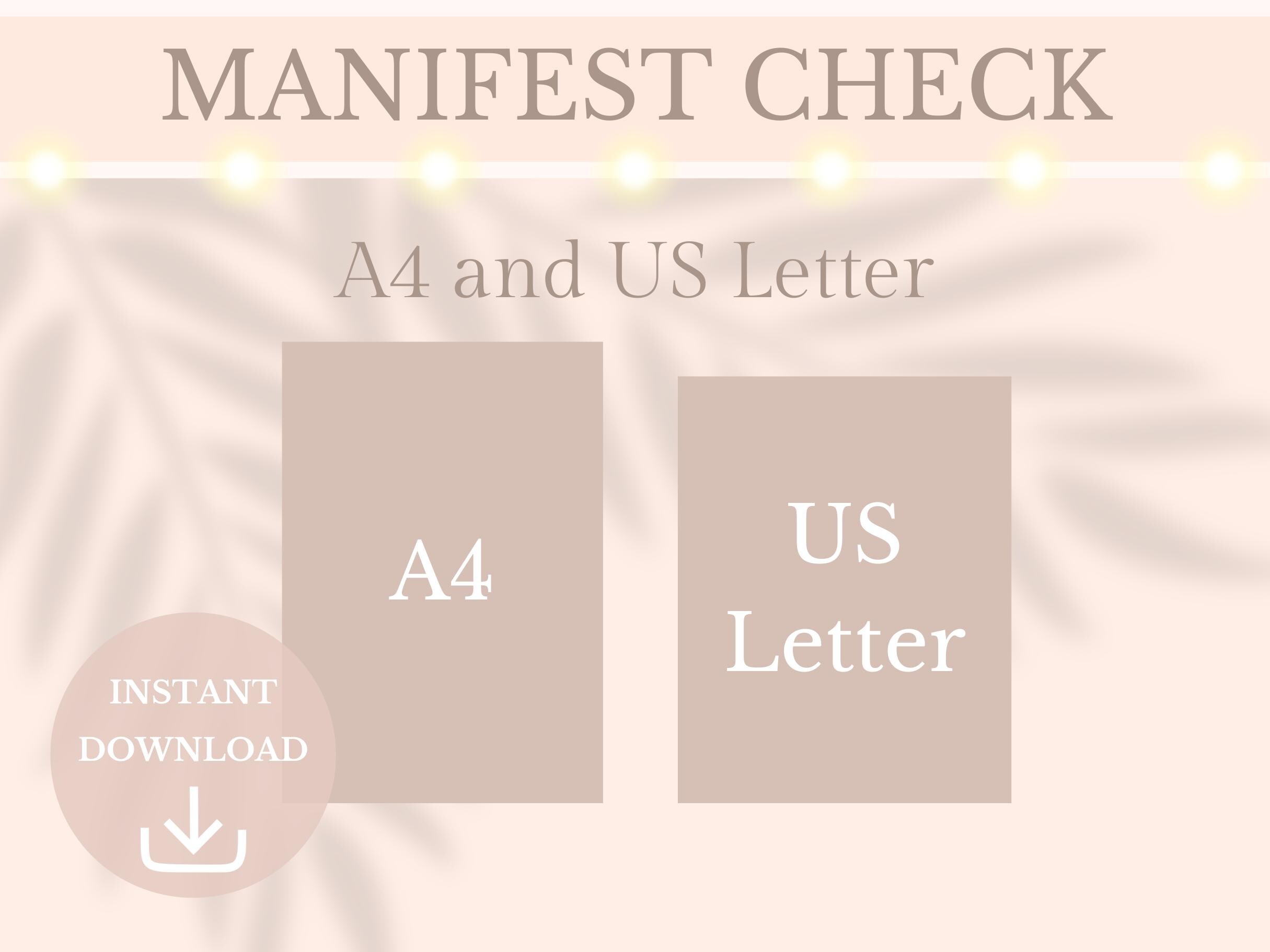 Manifestation Check Printable Law of Attraction Money Check Vision ...