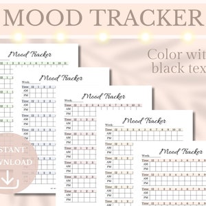 Mood Tracker Printable Planner Emotion Chart Health Worksheet Daily ...