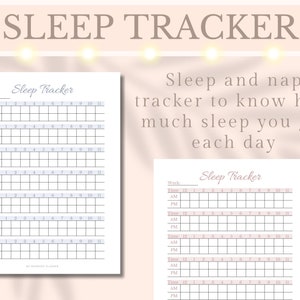 Sleep Tracker Printable Chart Health Planner Nap Hour Log Pink Sleeping ...
