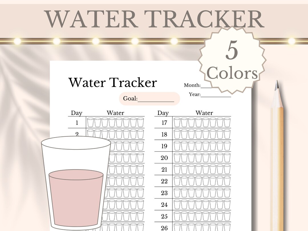 Monthly Water Tracker Printable Hydration Planner, Minimalist Water ...