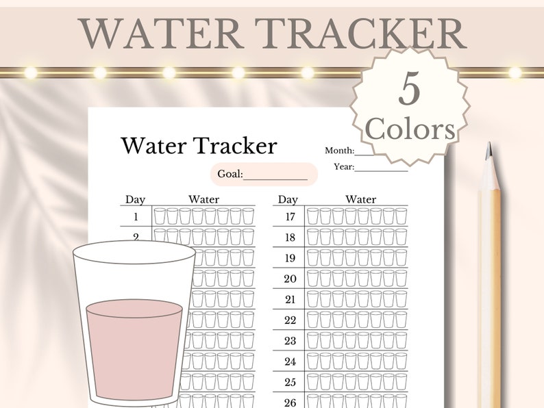 Monthly Water Tracker Printable Hydration Planner, Minimalist Water ...
