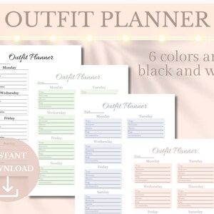 Weekly Outfit Planner Printable Template Wardrobe Styling Journal ...