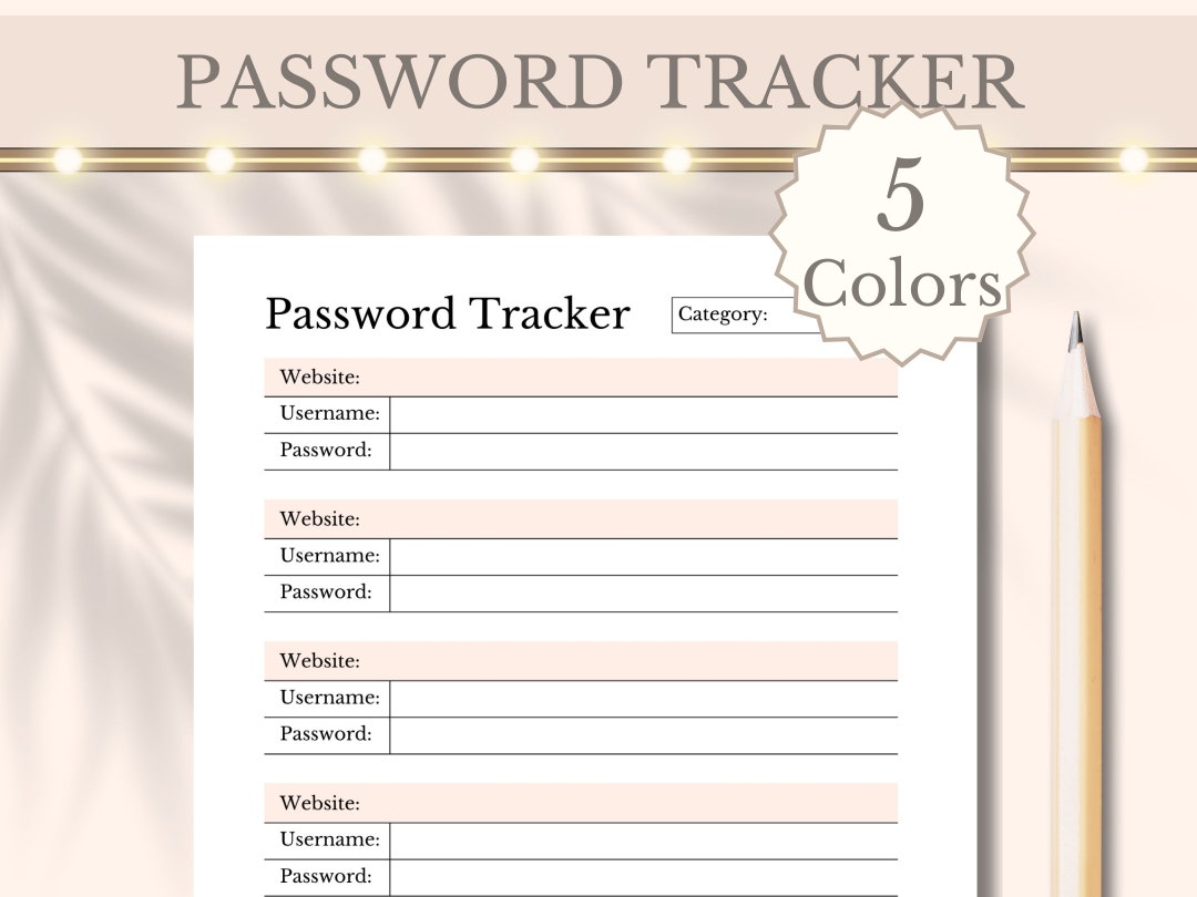 Password Tracker Printable Template, Minimalist Password Keeper ...