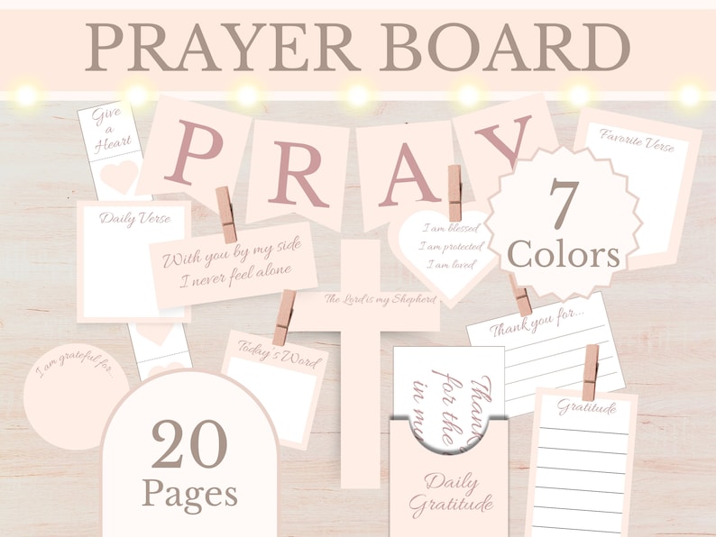 Prayer Board Kit Printable Christian DIY Collage Bible Study Gratitude ...