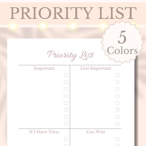 Priority List Printable to Do List Task Management Priority Matrix ...