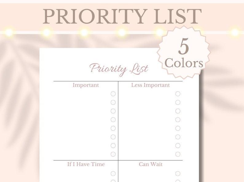 Priority List Printable to Do List Task Management Priority Matrix ...