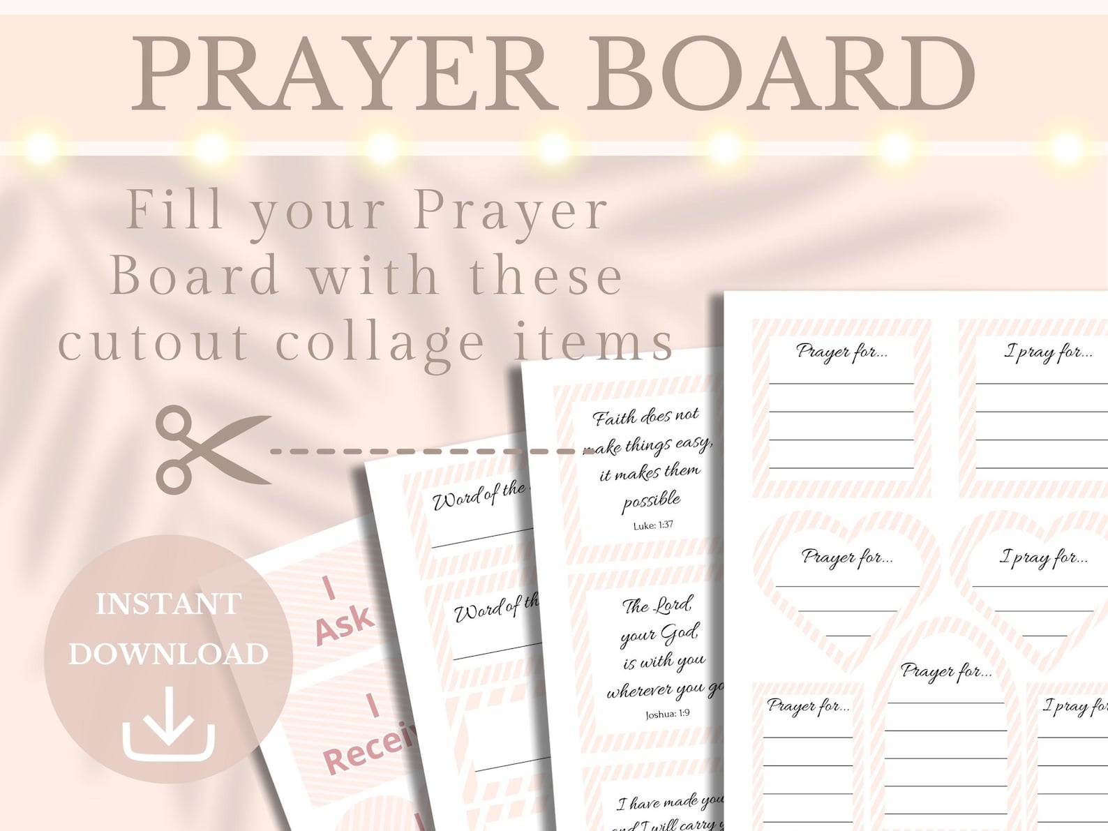Prayer Board Kit Printable Christian Prayer Board Bulletin Board Kit ...