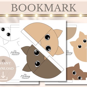 Cat Corner Bookmark DIY Printable, Colorful Cat Lover Gift Foldable ...