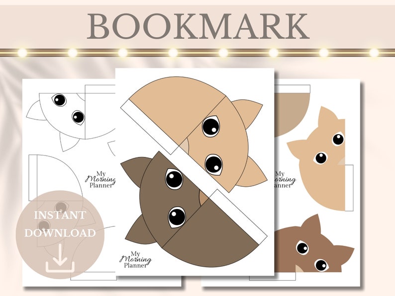Cat Corner Bookmark DIY Printable, Colorful Cat Lover Gift Foldable ...