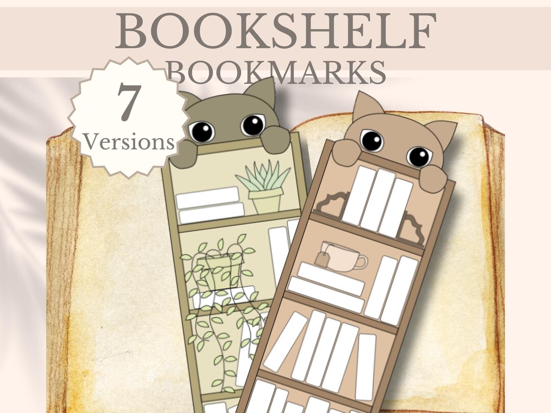 Cat Bookshelf Bookmark Reading Tracker Printable Bookmark - Etsy