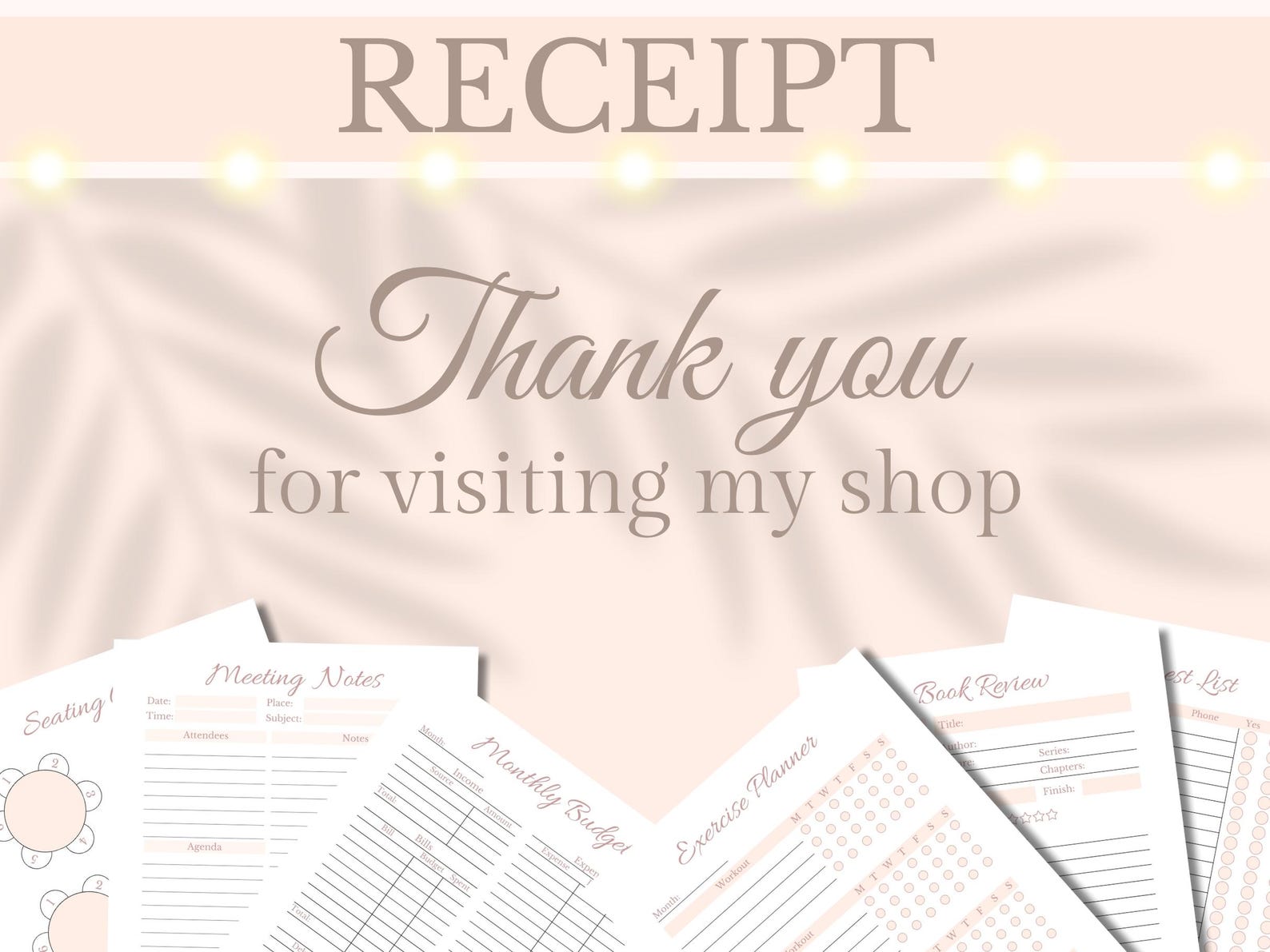 Simple Receipt Printable Customer Receipt Pink Cute Receipt for Small ...