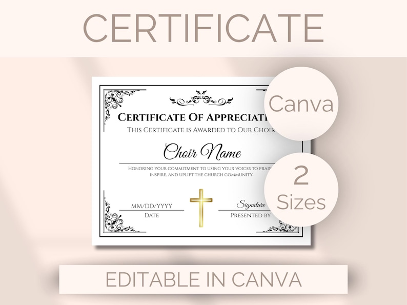 EDITABLE Church Choir Certificate of Appreciation Template Choir ...