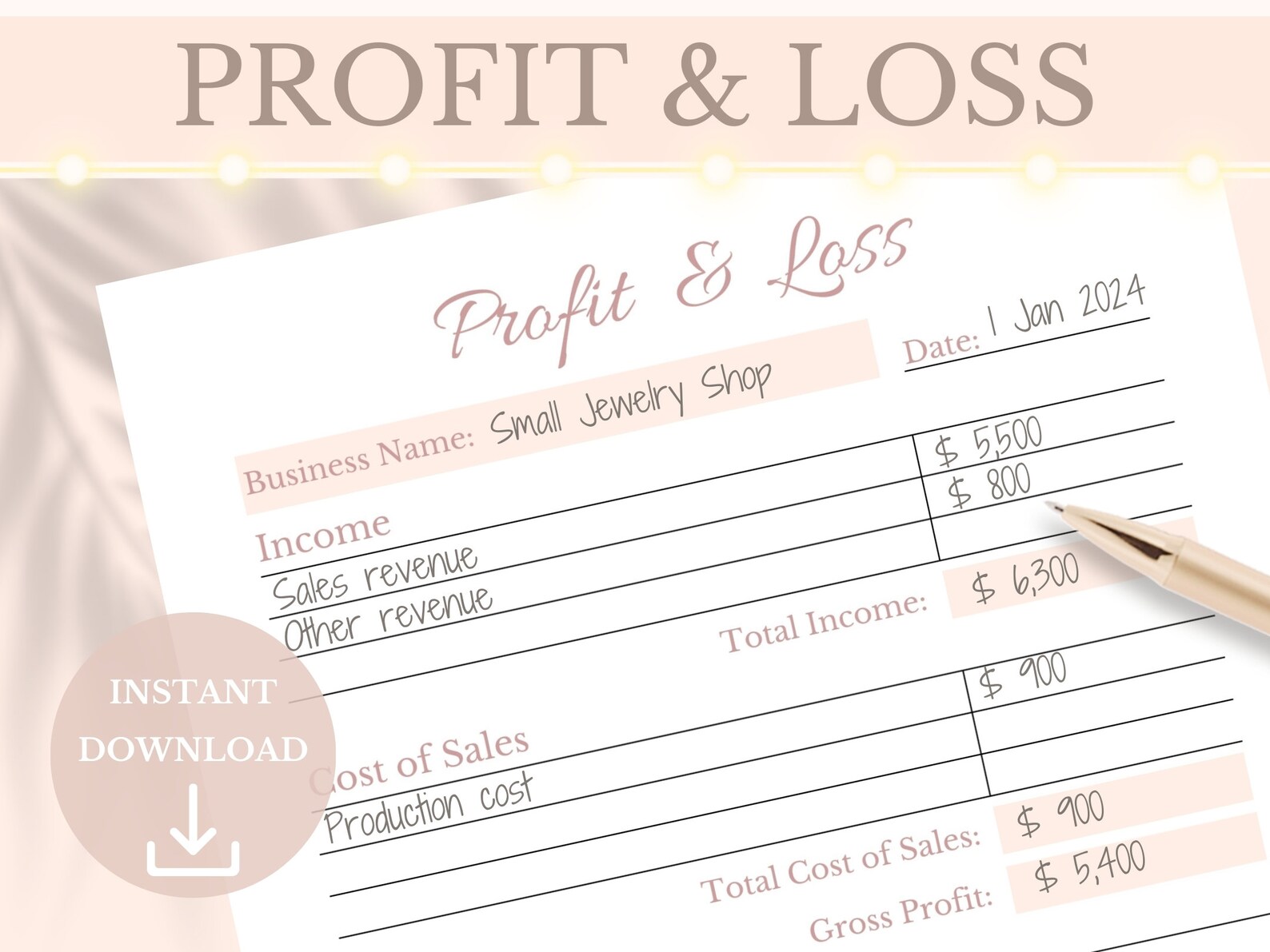 Profit and Loss Statement for Small Business PRINTABLE Income Statement ...