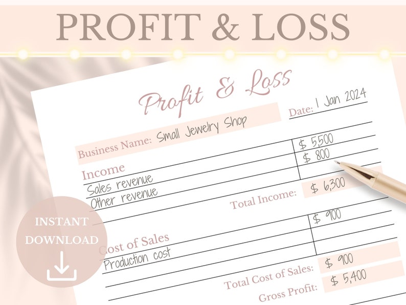 Profit and Loss Statement for Small Business PRINTABLE Income Statement ...