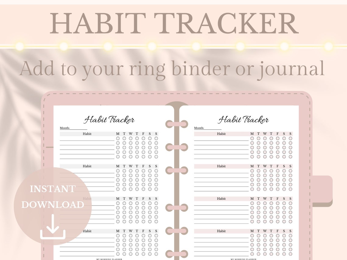 Habit Tracker Printable Planner, Girly Pink Routine Checklist Journal ...