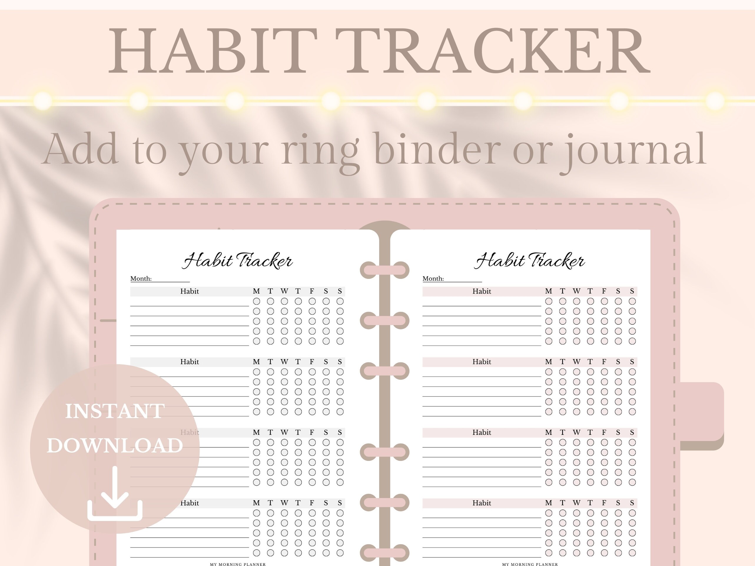 Habit Tracker Printable Planner, Girly Pink Routine Checklist Journal ...