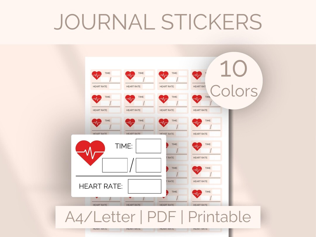 Blood Pressure Stickers Printable Journal Stickers Heart Rate Tracker ...