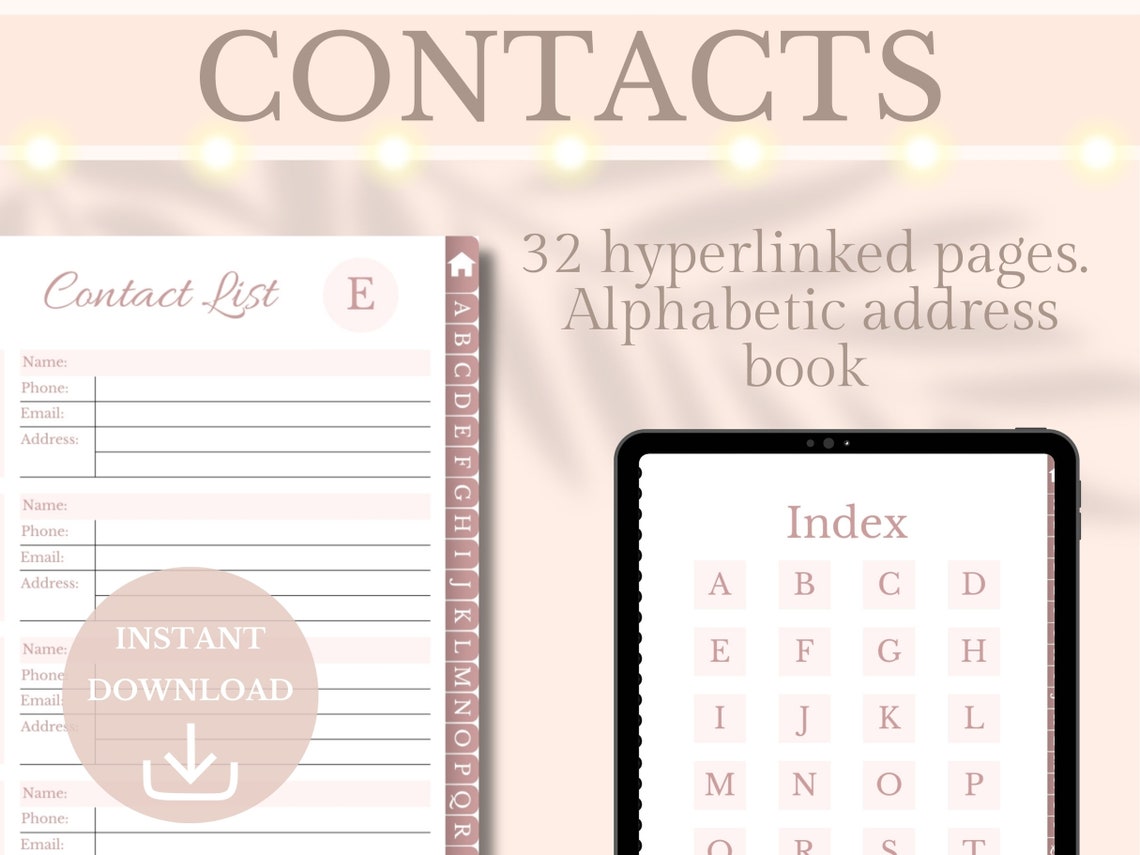 Digital Alphabetical Phone Book Contact List Address Book Simple ...