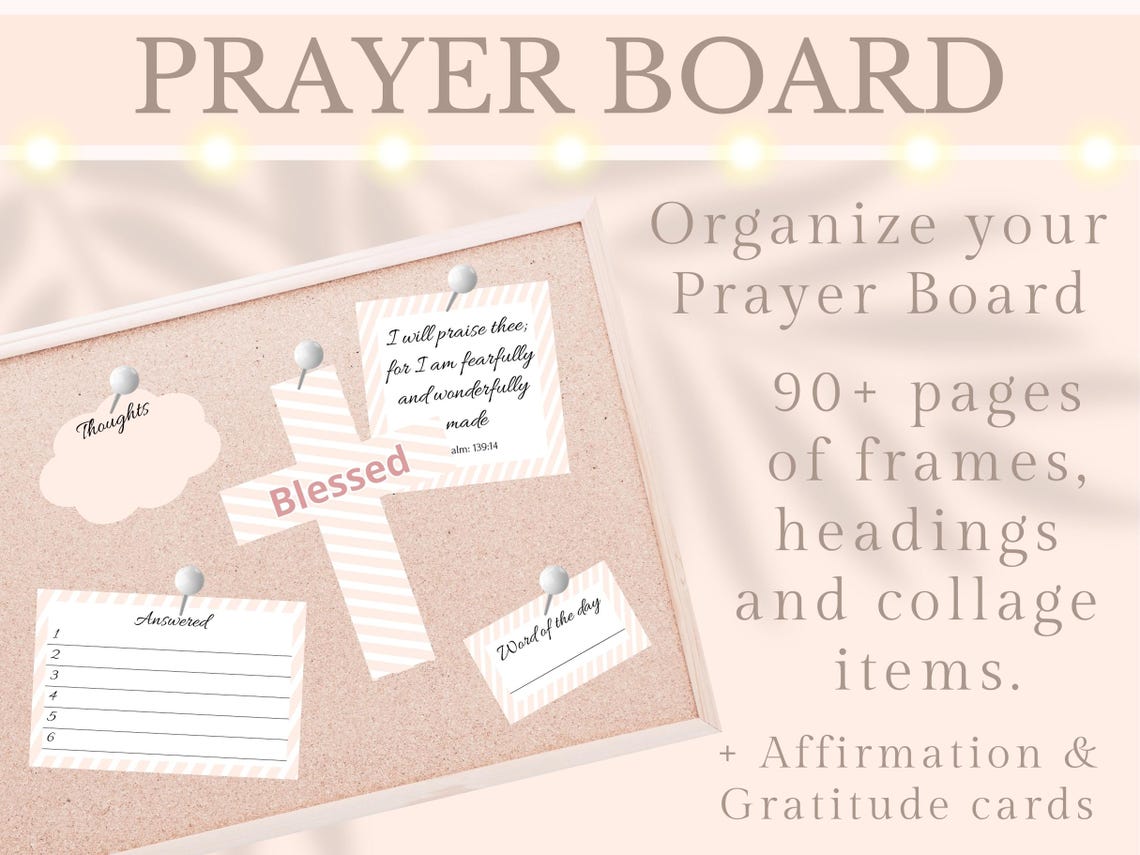 Prayer Board Kit Printable Christian Prayer Board Bulletin Board Kit ...
