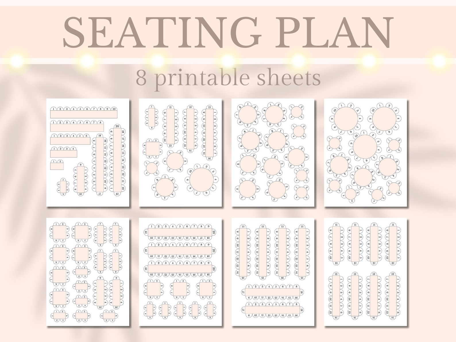 Wedding DIY Table Seating Planner PRINTABLE Paper Cutouts Event ...