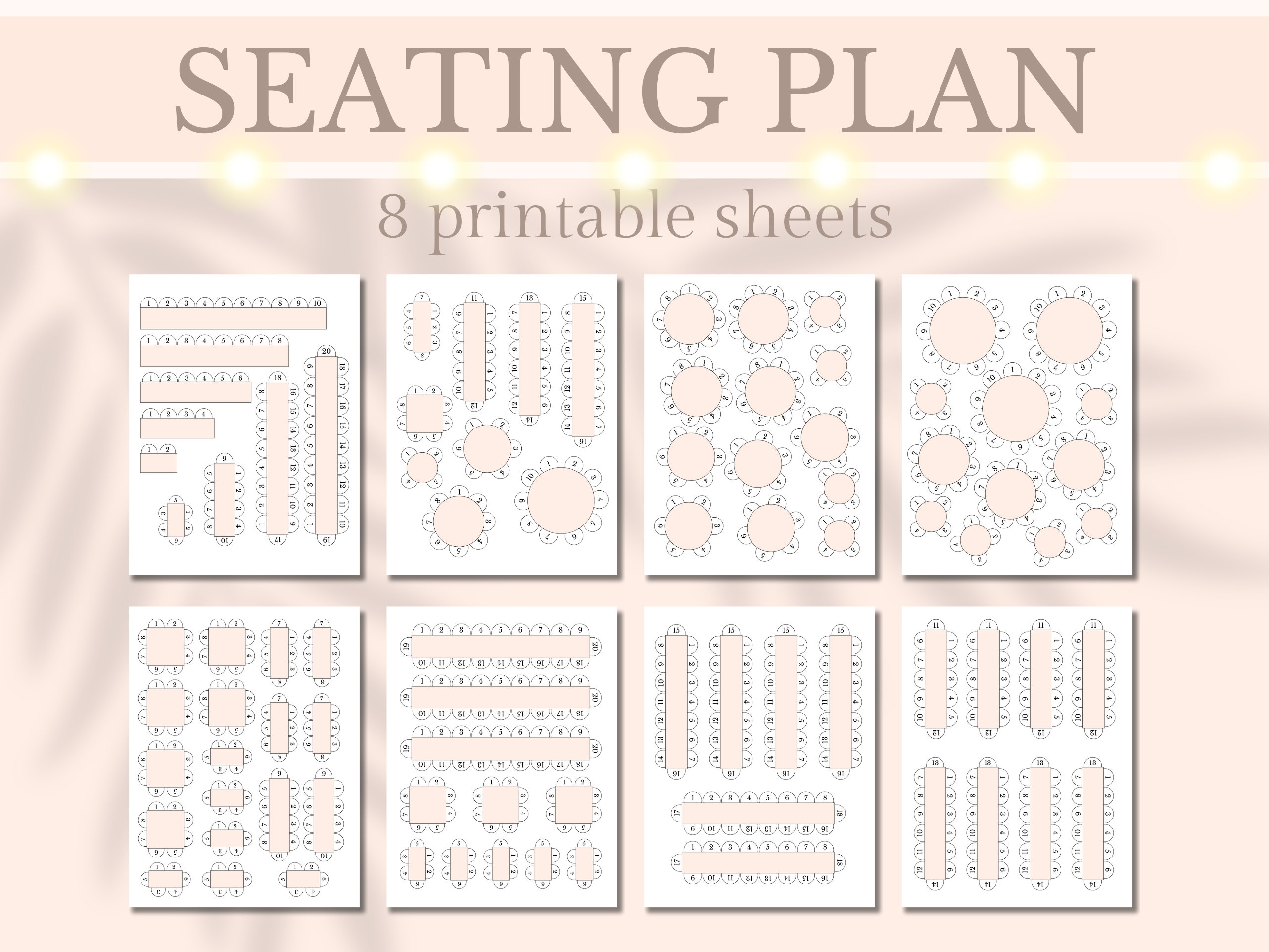 Wedding DIY Table Seating Planner PRINTABLE Paper Cutouts Event ...