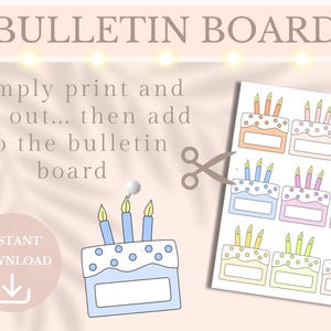 Birthday Bulletin Board Display Printable Back to School Kit Teacher ...