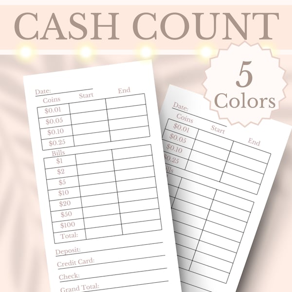 Cash Drawer Balance Sheet - Etsy