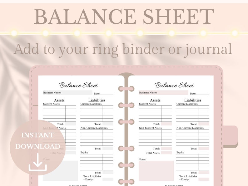 Balance Sheet Printable Bookkeeping Log Small Business Statement ...