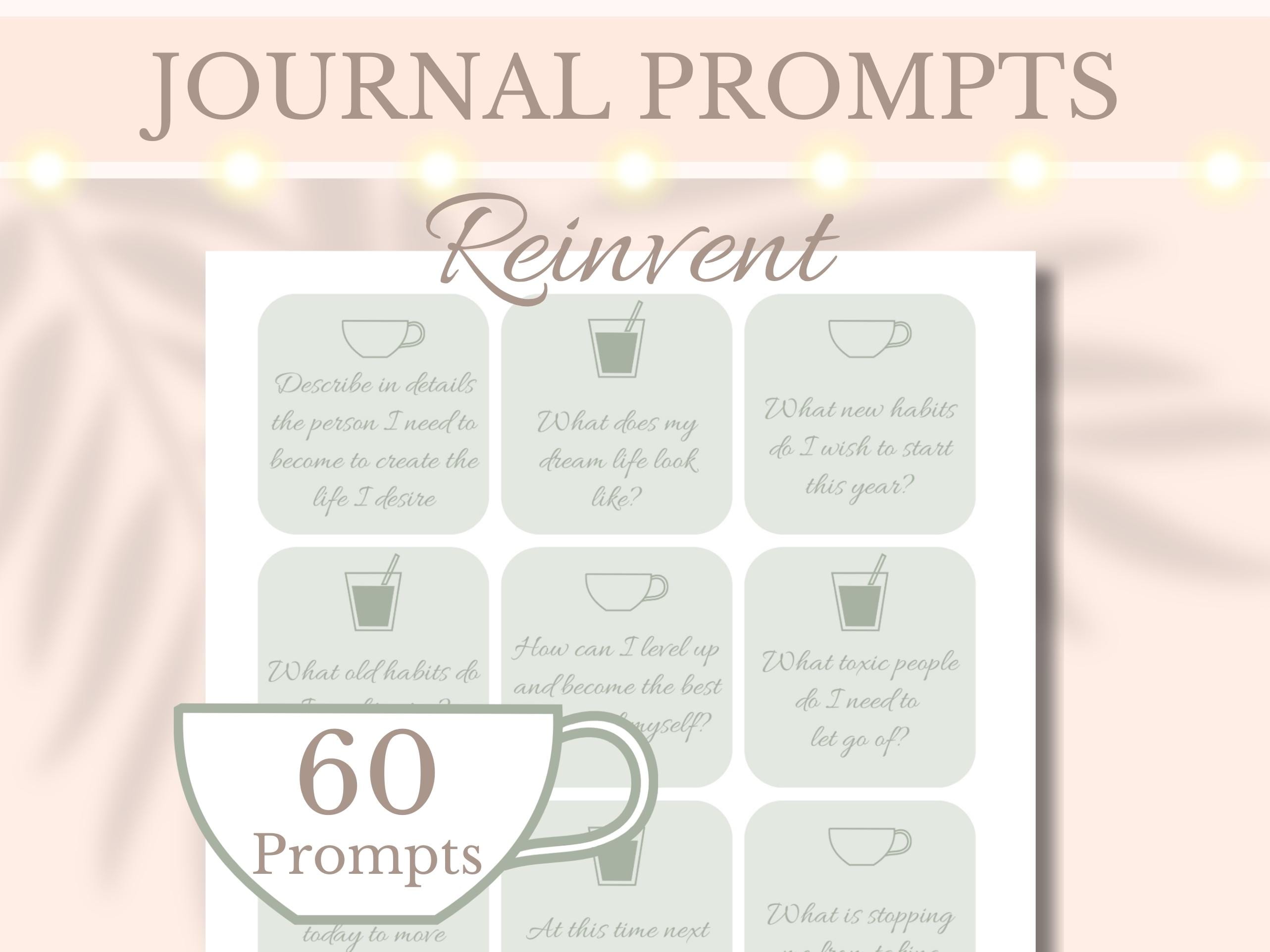 60 Journal Prompt Cards Printable Reinvent Journaling Manifestation ...