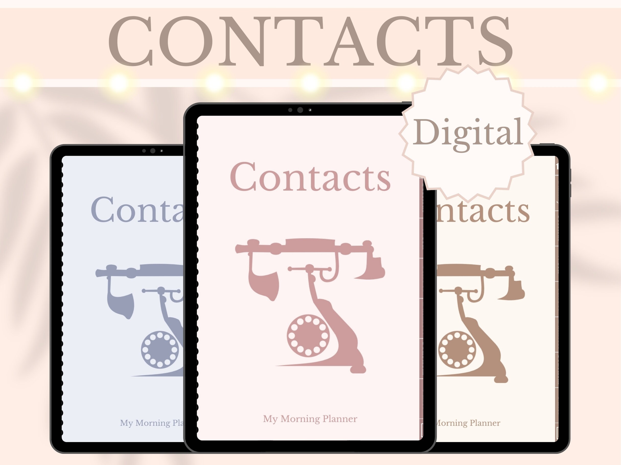Digital Contact List Address Book, Simple Minimalist Contact Directory ...