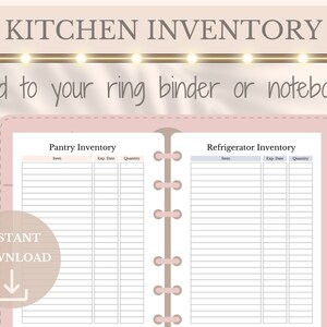 Kitchen Inventory Printable Tracker Food Log, Fridge Freezer Pantry ...
