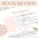 Book Review Printable Template Reading Tracker Journal Insert, Pink ...