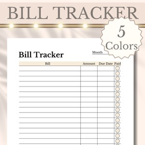 Monthly Bill Tracker Printable Expense Payment Checklist - Etsy