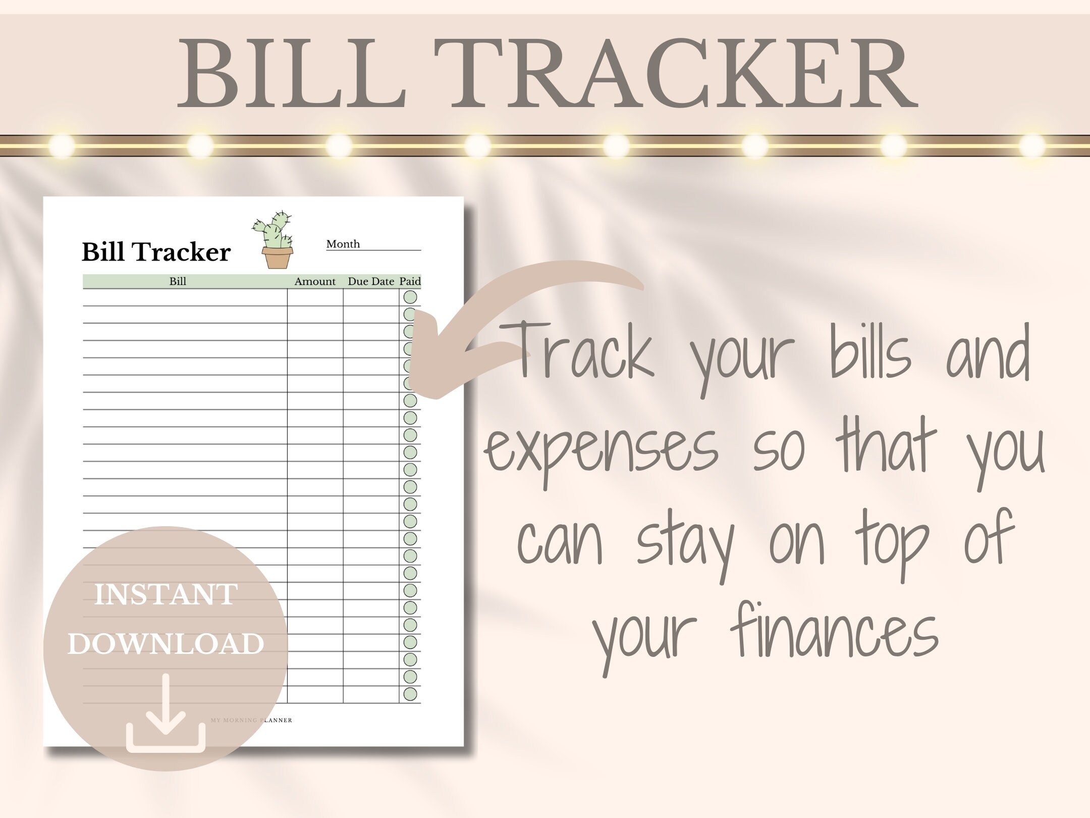 Cute Bill Tracker Payment Printable Expense Planner, Monthly Finance ...
