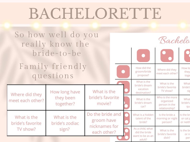 Bachelorette Party Game Printable Bridal Shower Game Dice Conversation ...