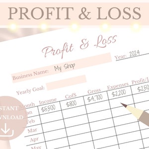 Yearly Profit and Loss Income Statement for Small Business PRINTABLE ...