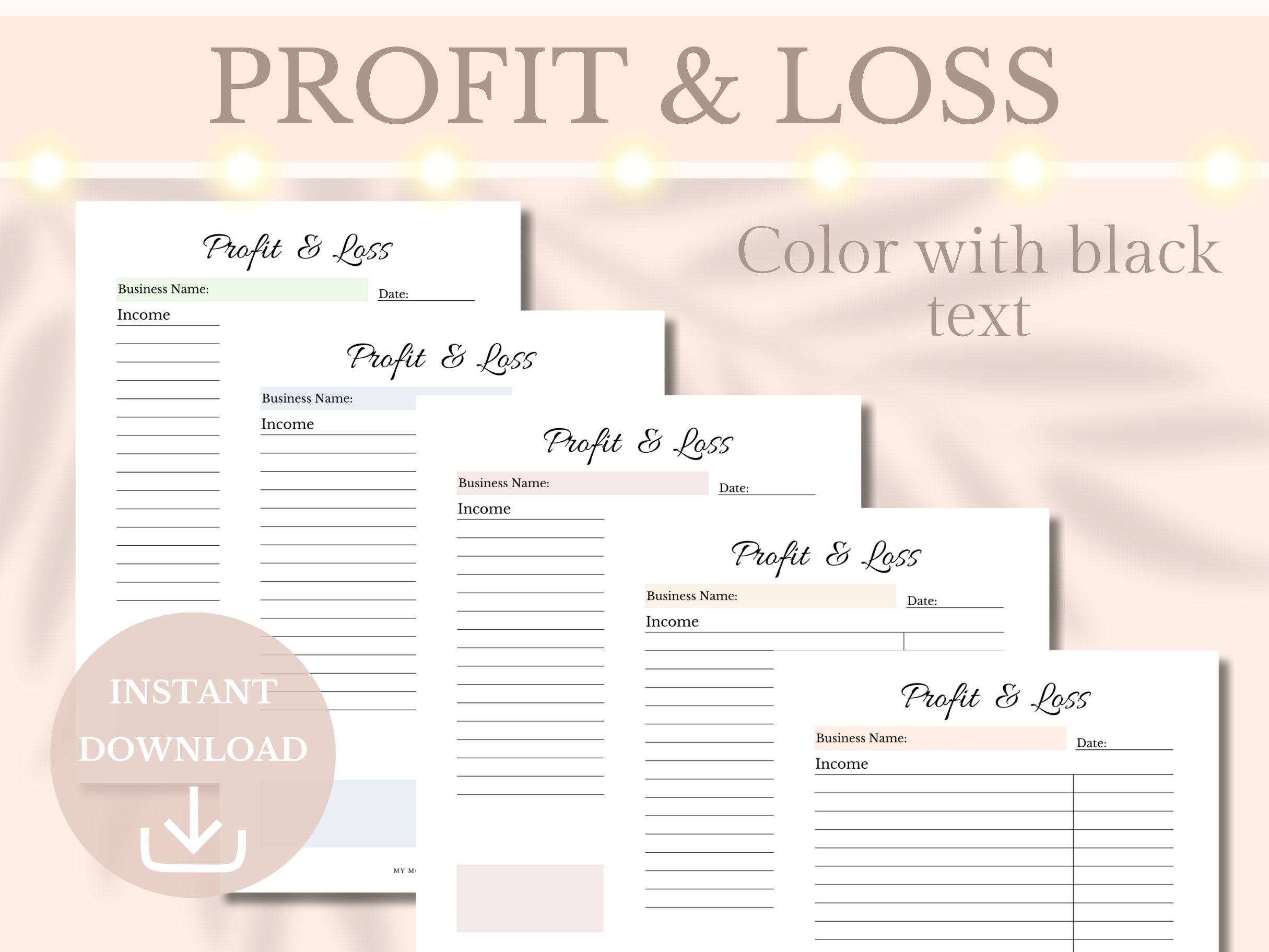 Profit and Loss Statement for Small Business PRINTABLE Financial ...