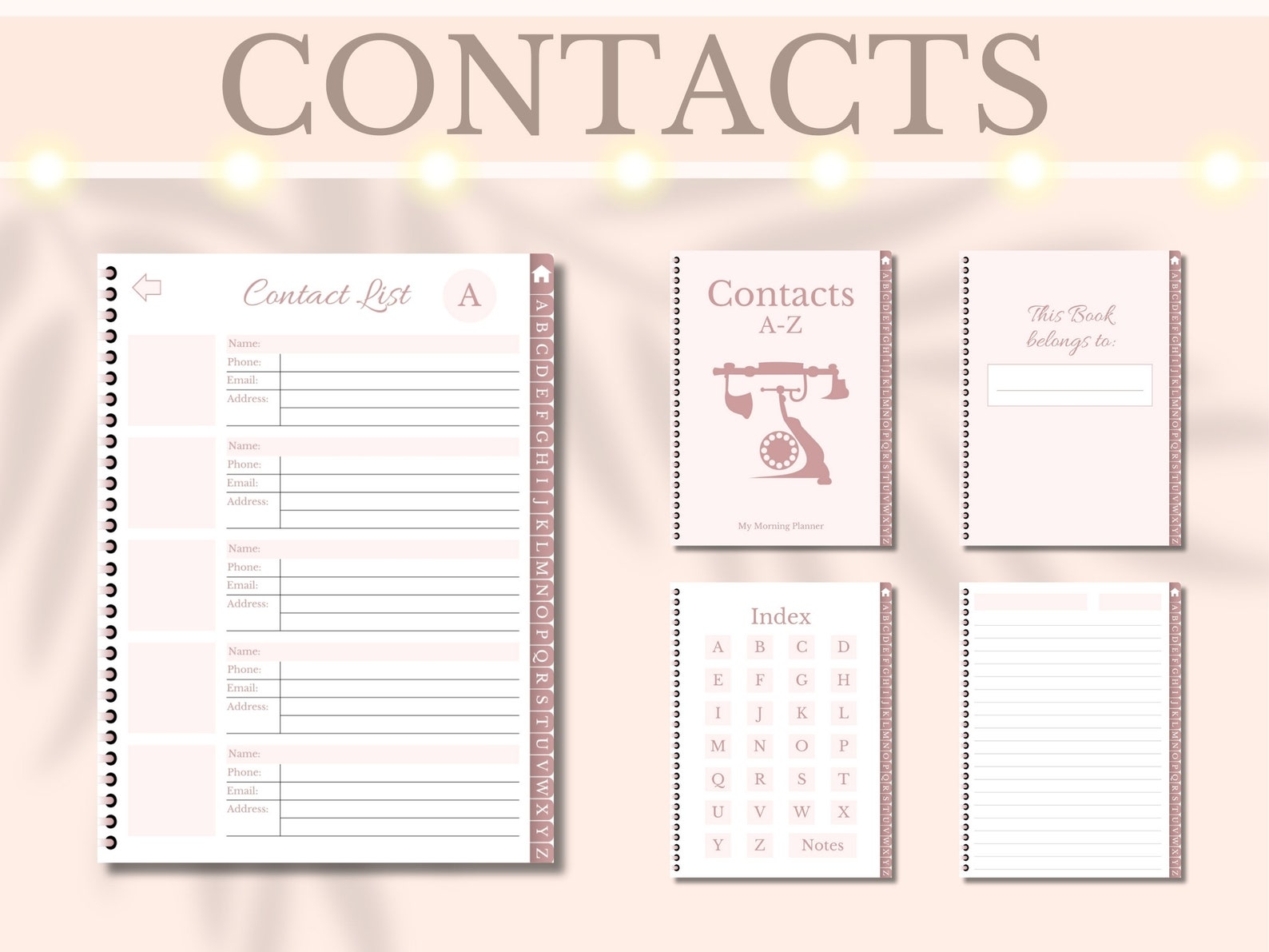 Digital Alphabetical Phone Book Contact List Address Book Simple ...