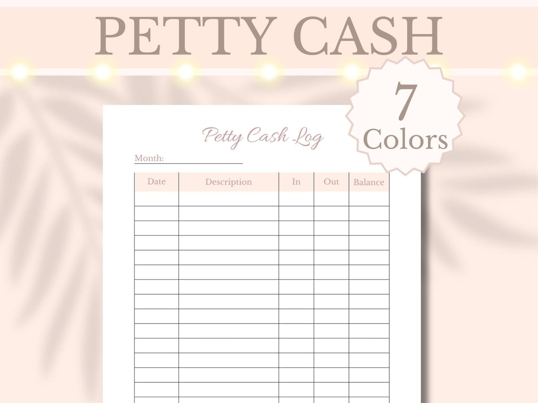 Petty Cash Log Printable Small Business Ledger Cash Flow Tracker ...