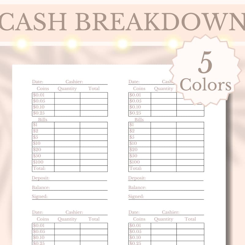 Till Balance Sheet - Etsy