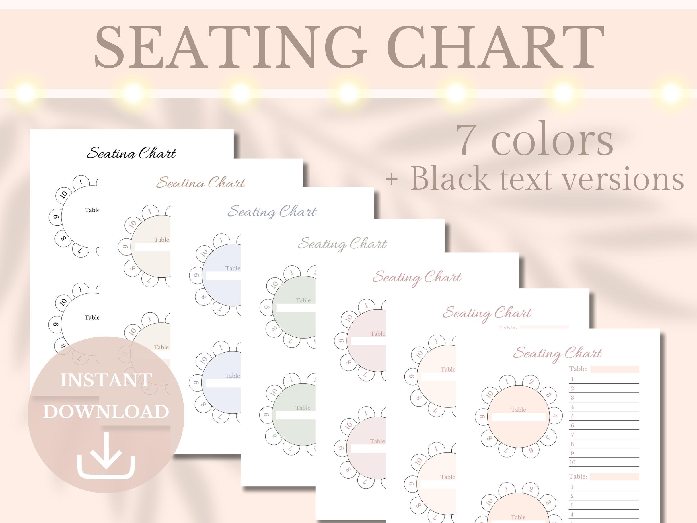 Wedding Table Seating Chart Planner Printable and Digital Table Layout ...