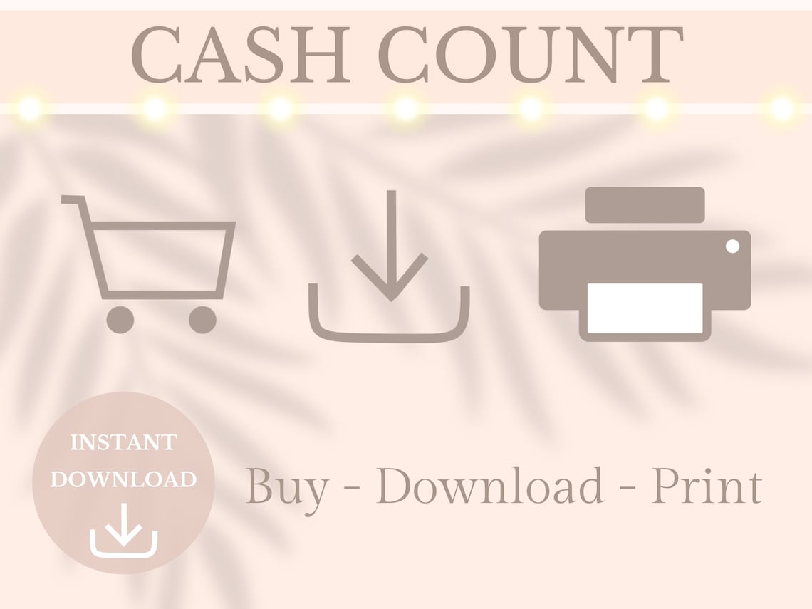 Cash Count Sheet Printable Cash Register Log Till Balance Cash ...