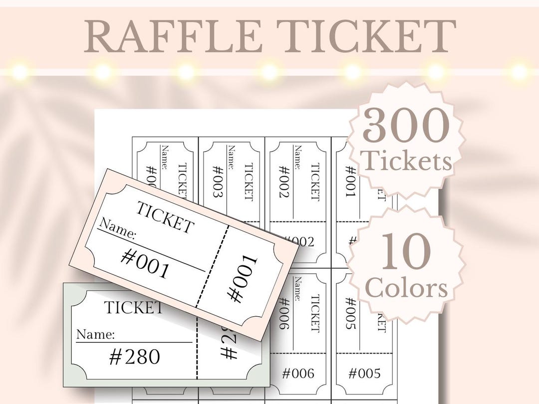 Numbered Raffle Ticket Printable Tombola Entry Ticket Draw Slip Enter ...