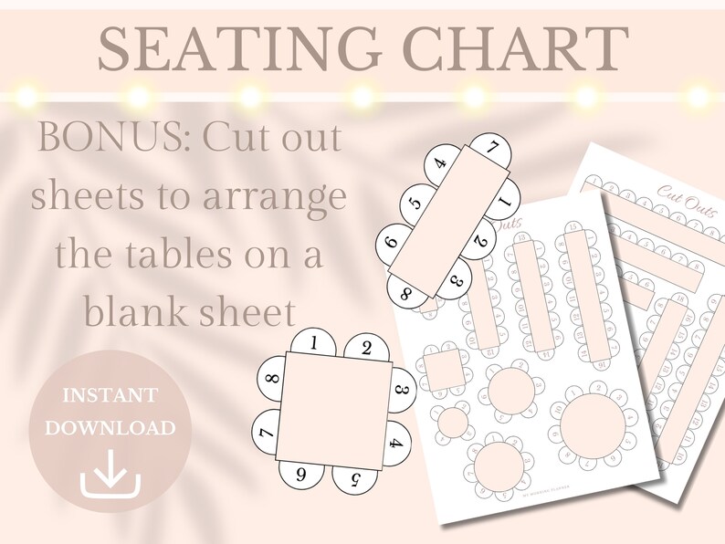 Wedding Seating Chart PRINTABLE Table Layout Planner, Pink Event ...