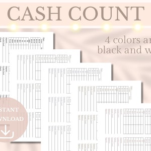Cash Count Sheet Printable Cash Register Log Till Balance Cash ...